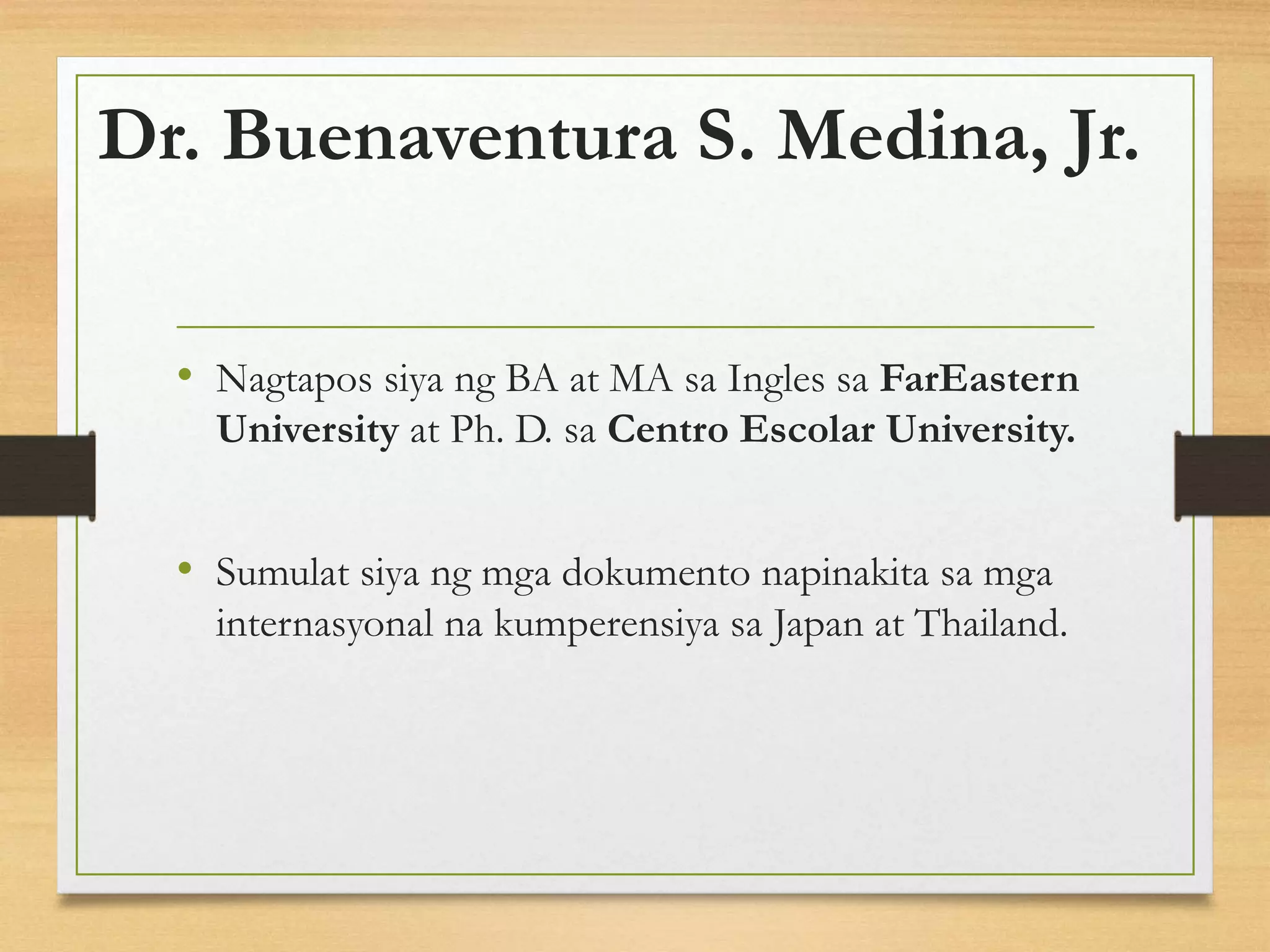 Benjamin Pascual & Buenaventura S. Medina | PPTX