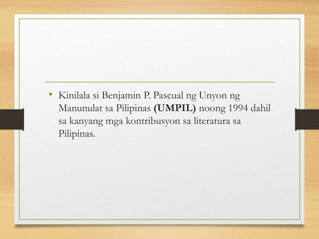 Benjamin Pascual & Buenaventura S. Medina | PPTX