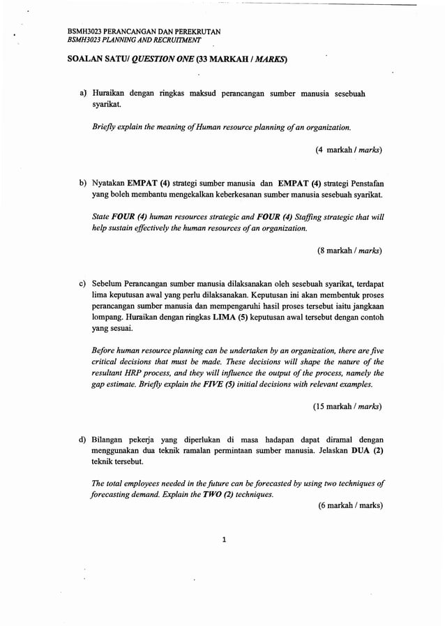 Bsmh 3023 past year | PDF