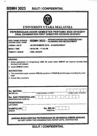 Bsmh 3023 past year3 | PDF