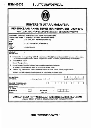 Bsmh 3033 past year | PDF