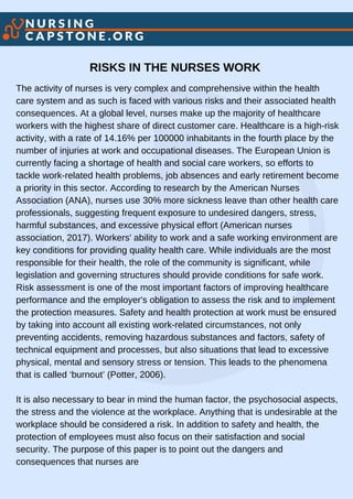 BSN Nursing Capstone Project Proposal Example | PDF | Injuries ...