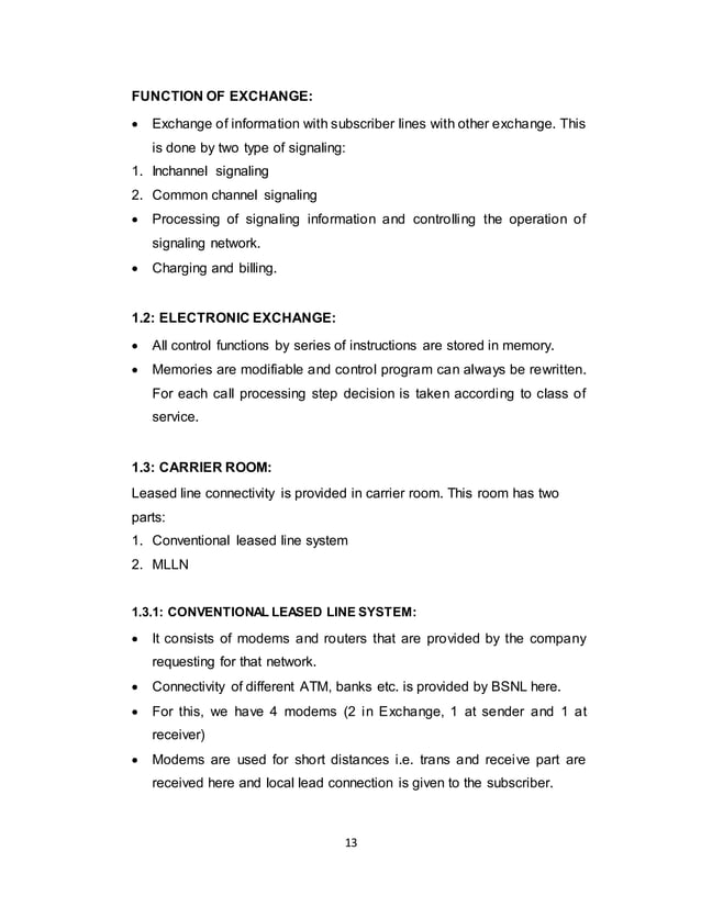 BSNL Training Report | DOCX