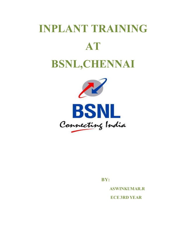 Bsnl inplant-training-report srm | DOCX | Phone Services | Home Utilities