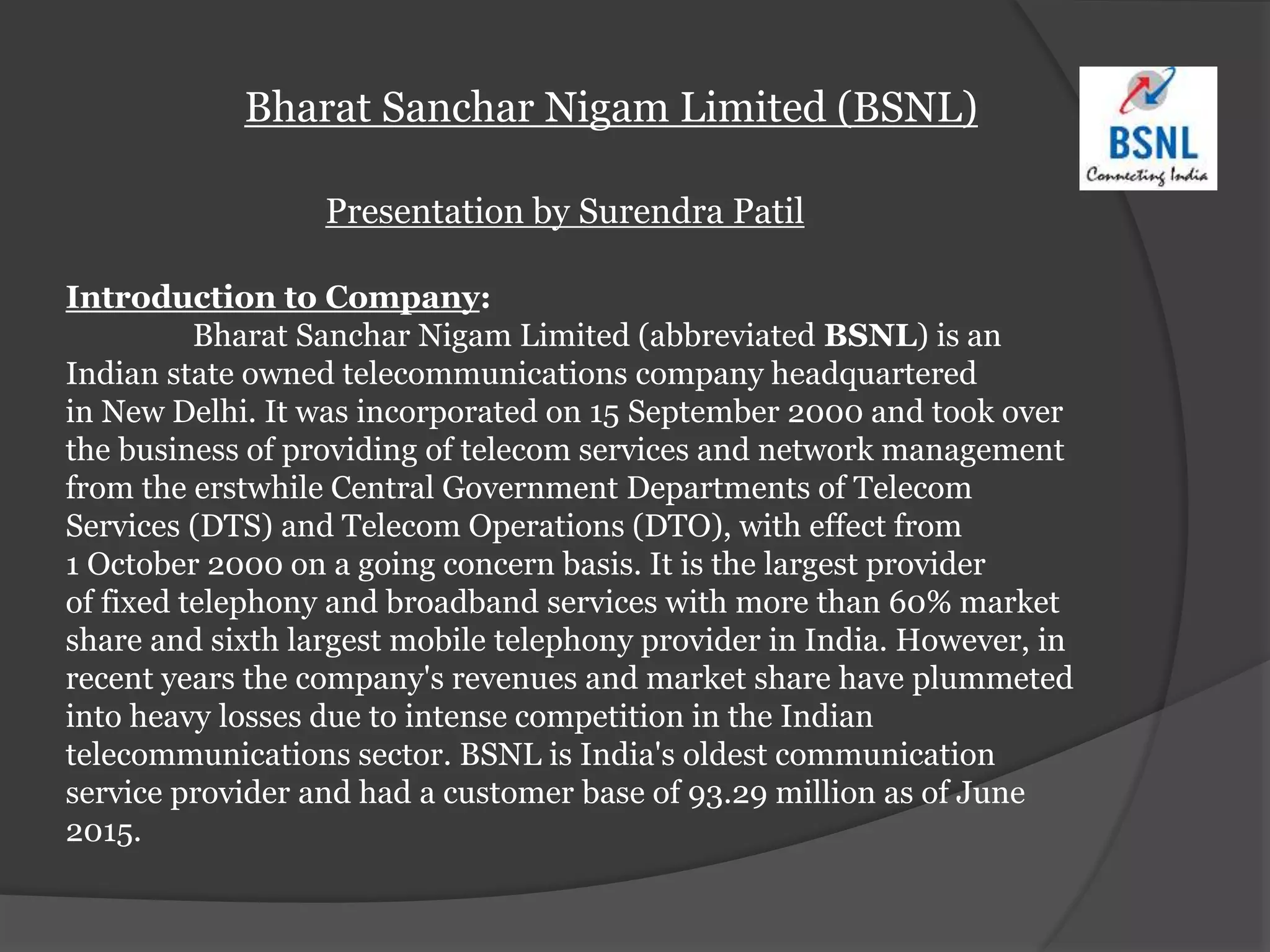 Bsnl ppt | PPTX