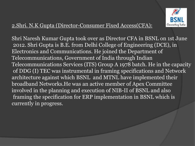 Prersentation on Board of Directors of BSNL | PPTX
