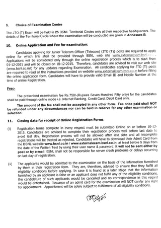 Bsnl recruitment-junior-telecom-offier-telecom-posts-notification 2015 | PDF