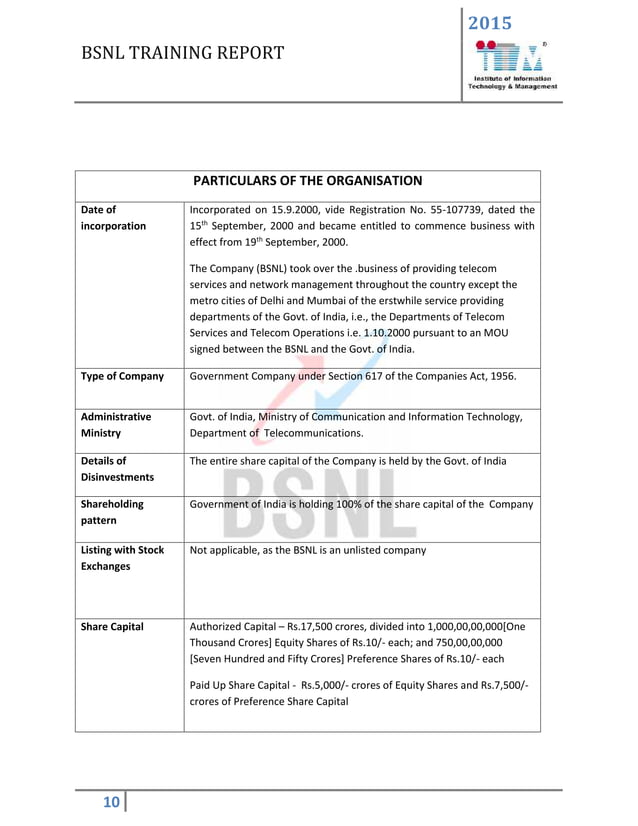 BSNL Training Report file | PDF