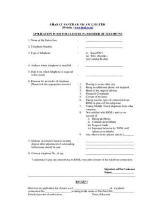 BSNL Landline Disconnection Letter | PDF