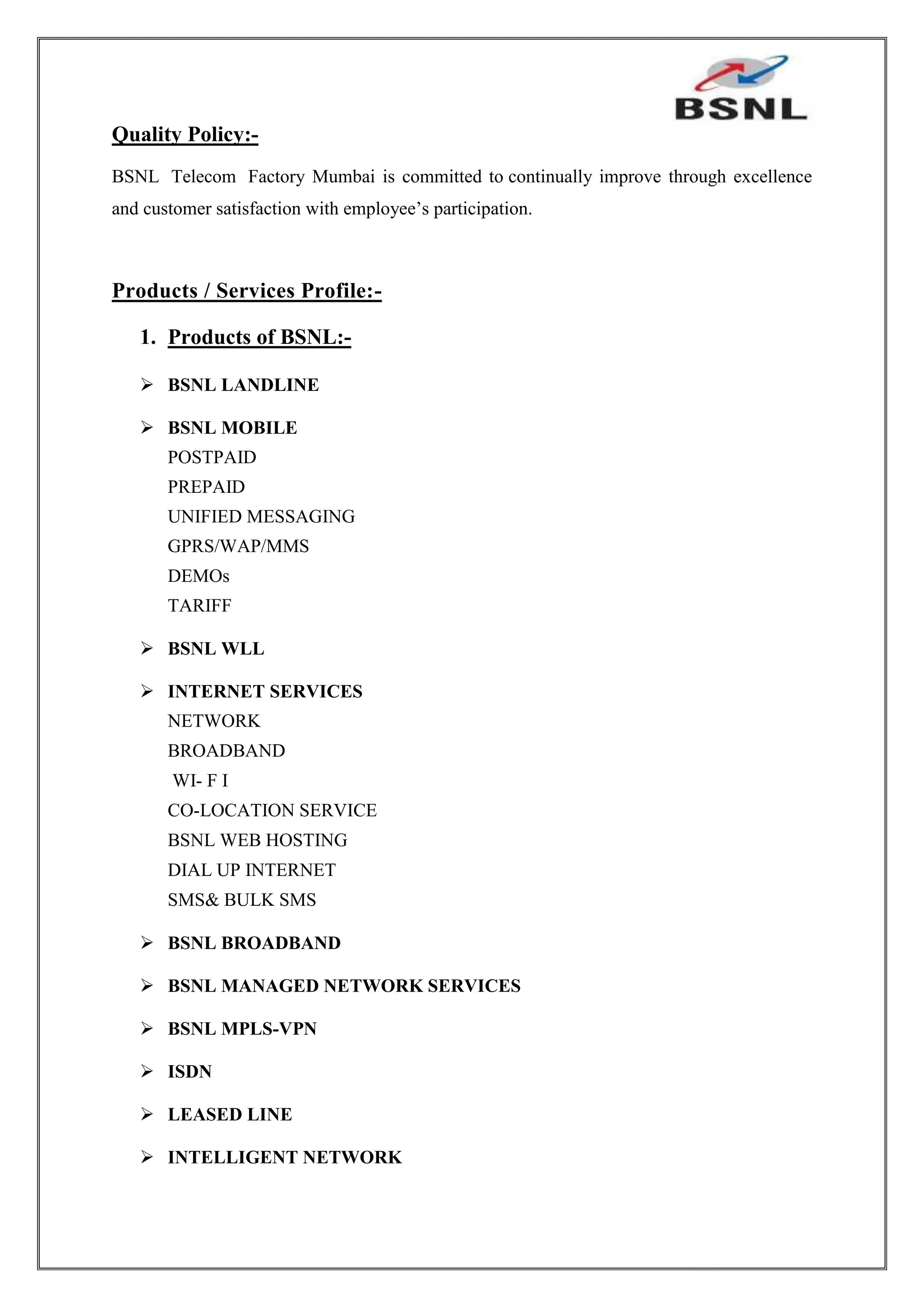 Bsnl project........ | DOCX