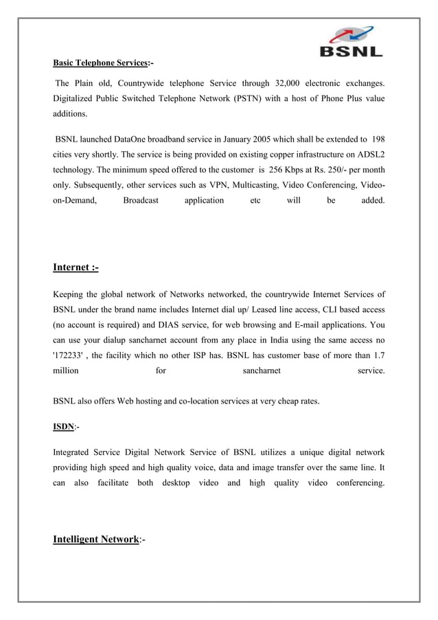 Bsnl project........ | DOCX