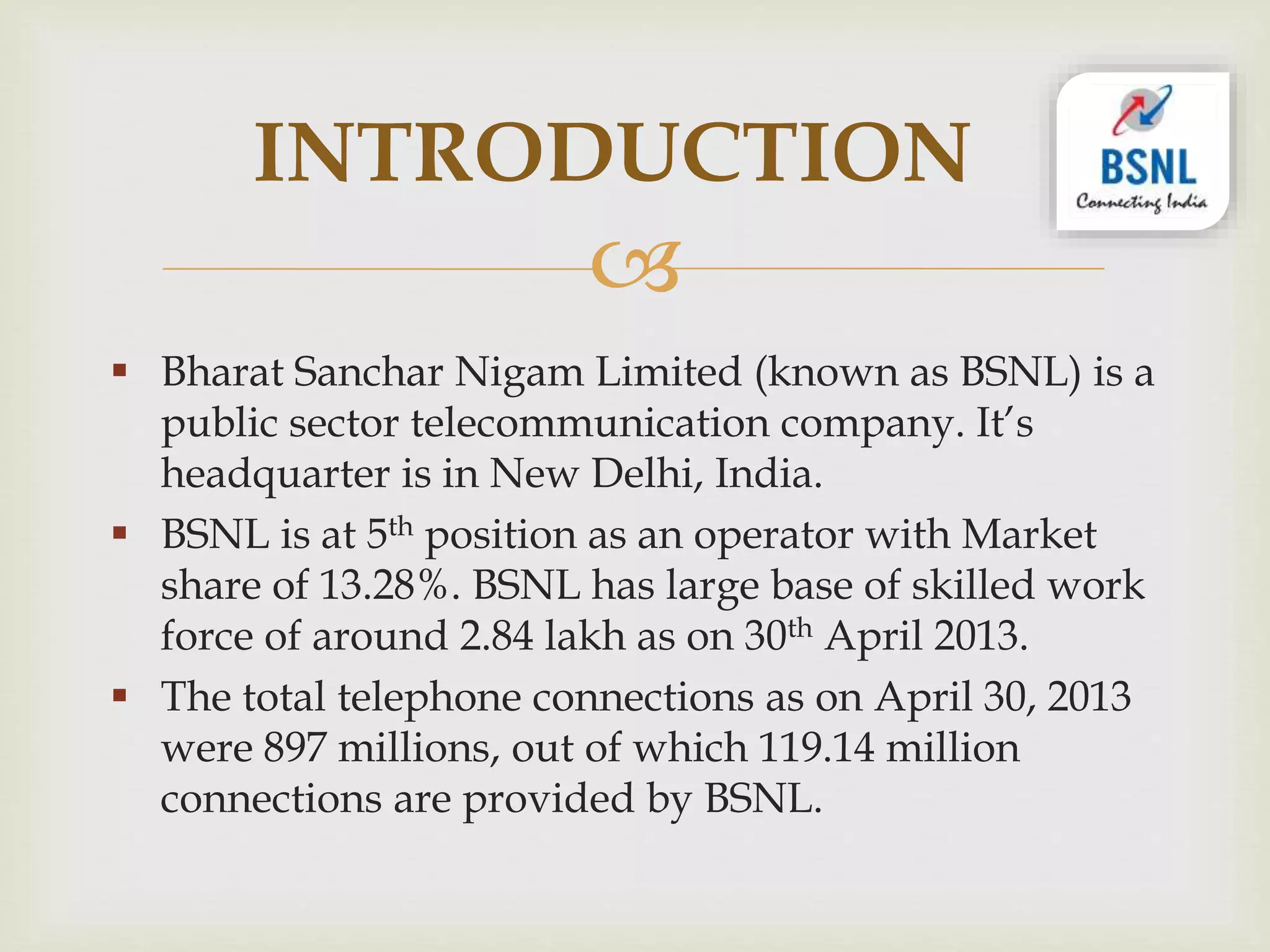 BSNL ppt by Hrutik Jadhav | PPT