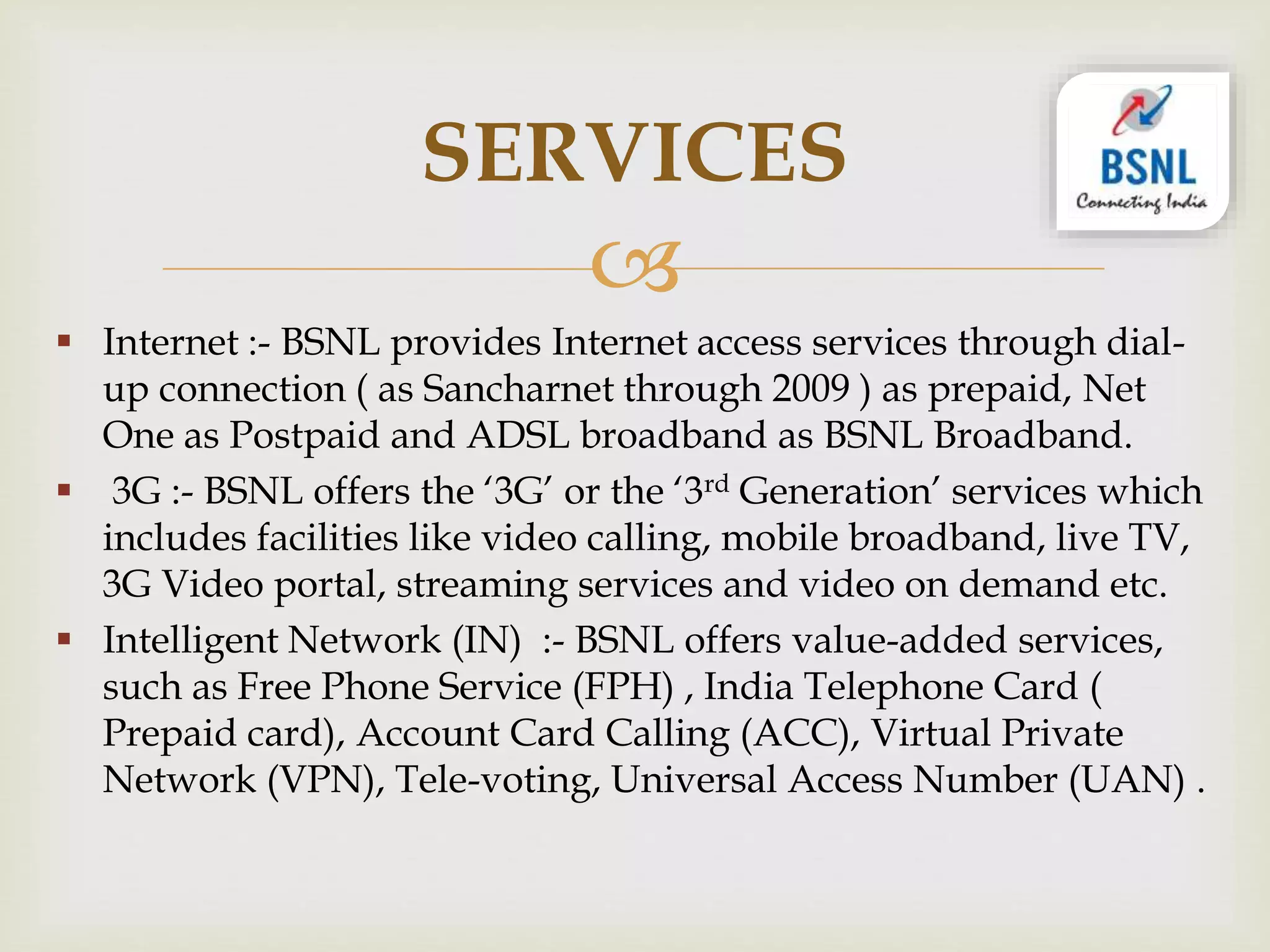 BSNL ppt by Hrutik Jadhav | PPT