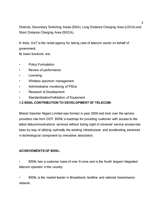 Bsnl training report | PDF