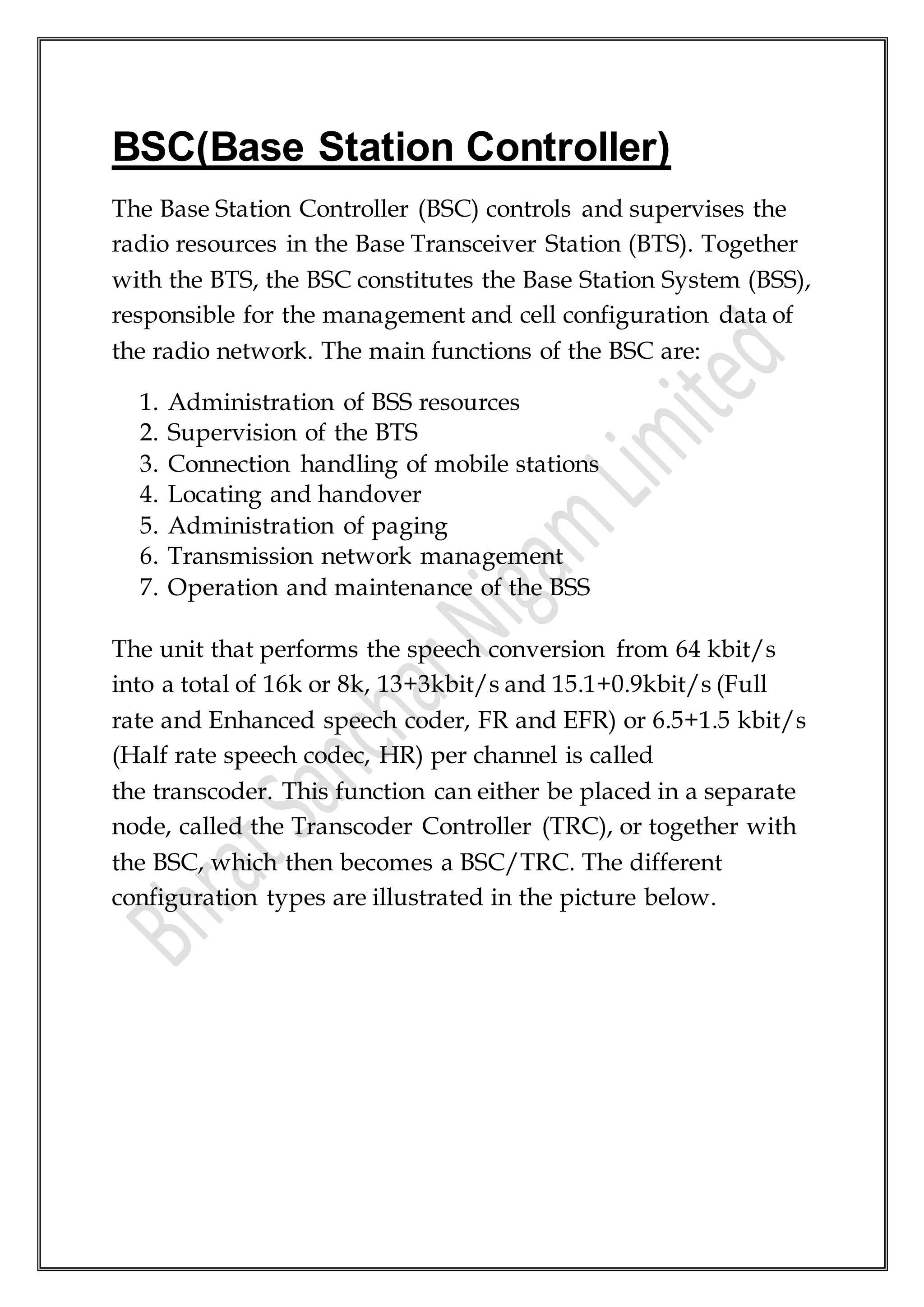 Bsnl Industrial training report | DOCX