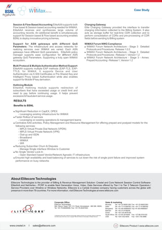 ElItecore’s EliteAAA enables BSNL Roll out WiMAX Services | PDF