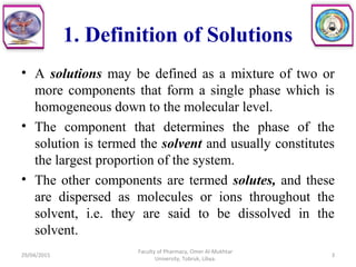 Solutions and their properties | PPT