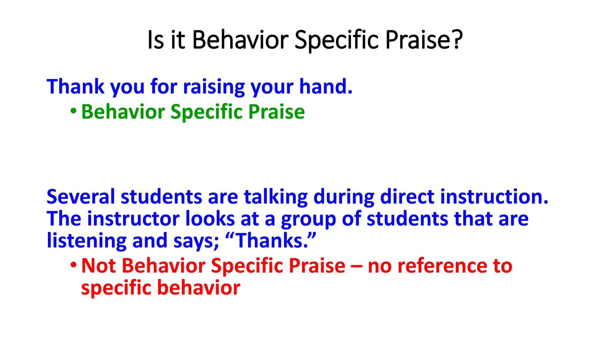 Ci3T: Behavior Specific Praise | PPTX