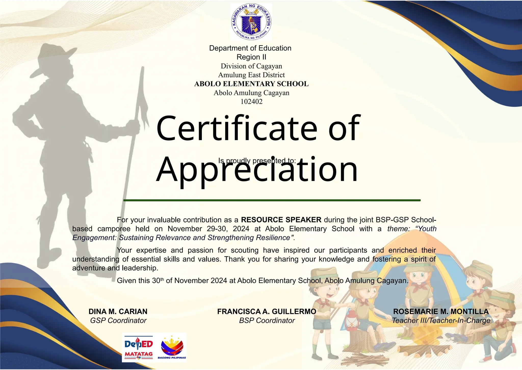 BOY SCOUT OF THE PHILIPPINES CERTIFICATE OF APPRECIATION | PPTX