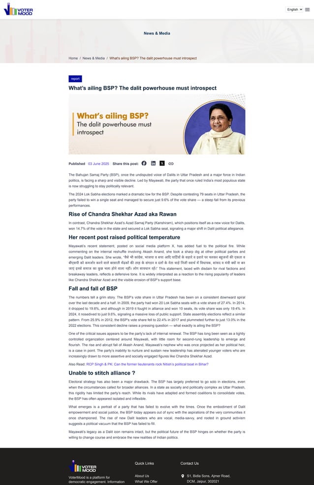 Chandra Shekhar Azad’s Rise and BSP’s Collapse in Uttar Pradesh | PDF