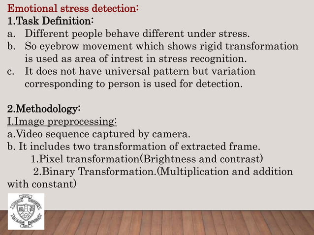 Stress detection using Image processing | PPTX