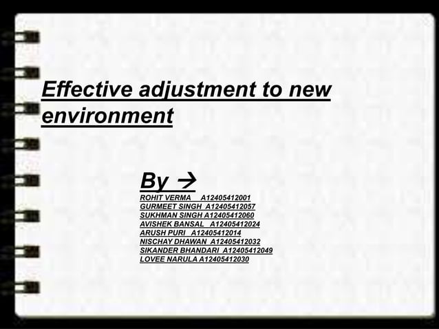 Adjustment to New environment | PPTX