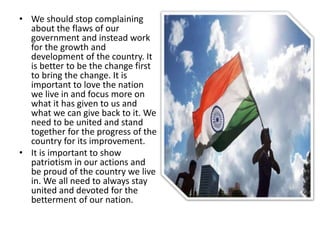 Sense of patriotism among youth for nation building | PPTX