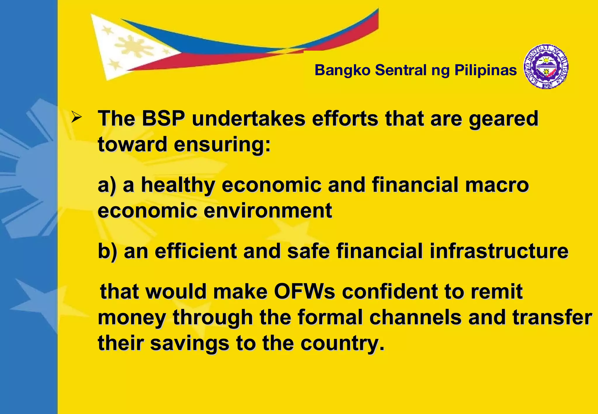 BSP Program for Overseas Filipino Workers (OFWs) | PPT