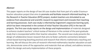How can we engage mathematics ITE students with research? | PPT