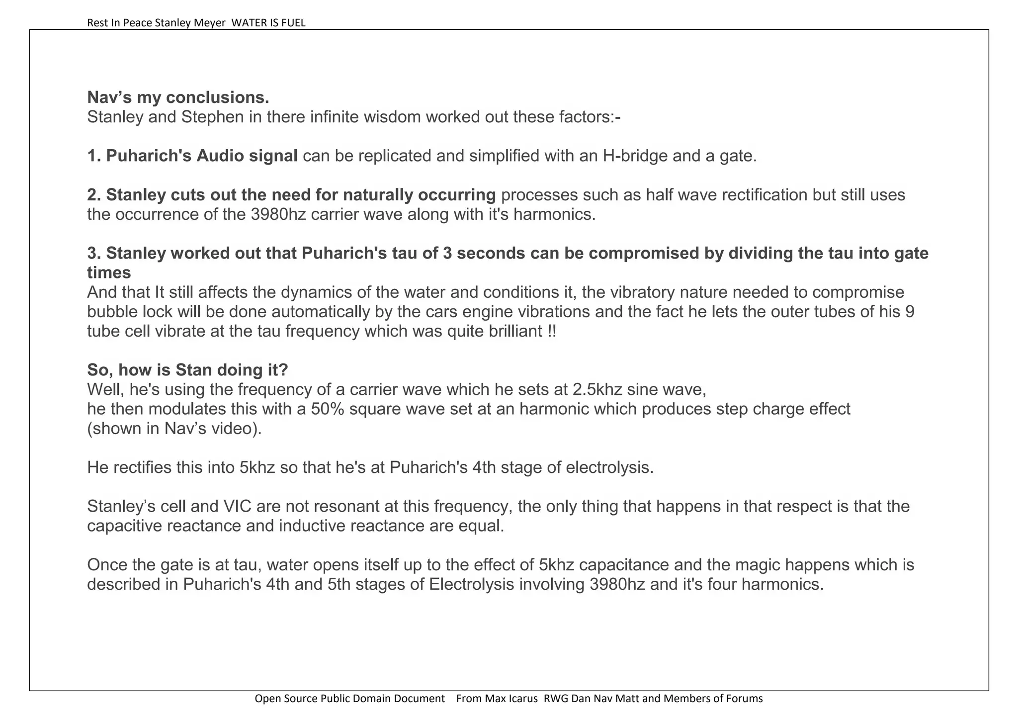 Stanley Stan Meyer Technology HHo Hydrogen Solar power Gas | PDF