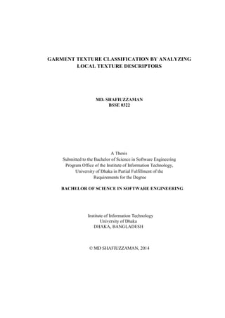 GARMENT TEXTURE CLASSIFICATION BY ANALYZING LOCAL TEXTURE DESCRIPTORS | PDF