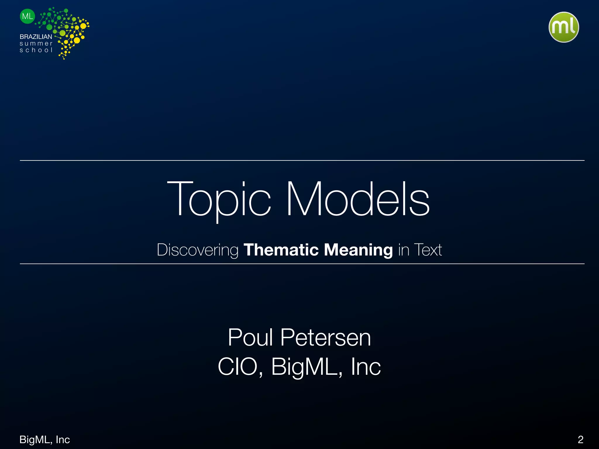 BSSML17 - Topic Models | PDF