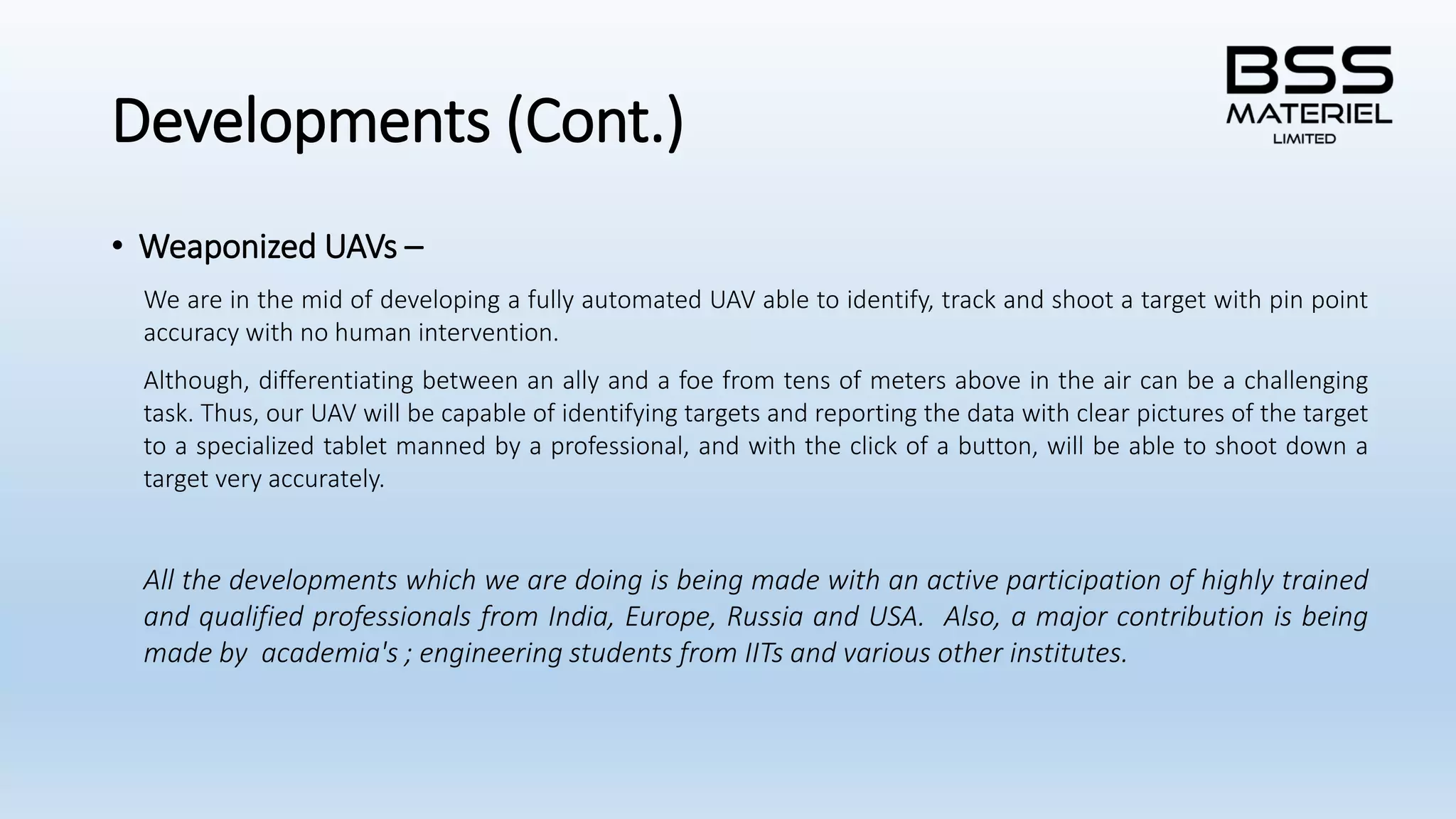BSS_M Presentation on UAVs; Counter-UAV; UTM; Weaponized Drone | PPT