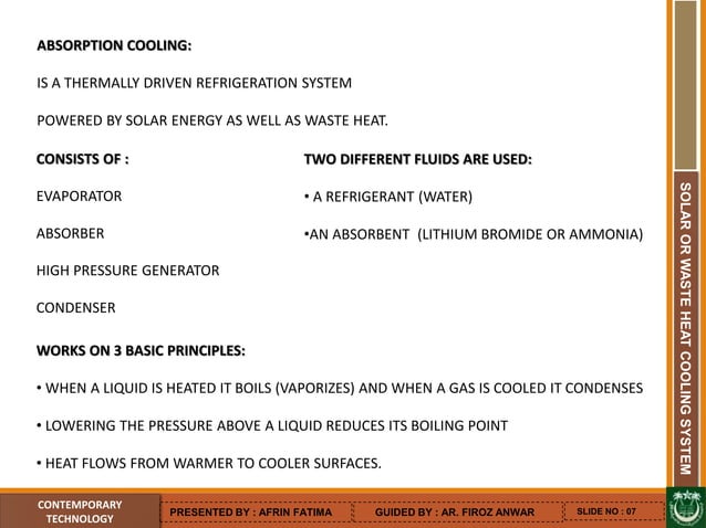 Solar Or Waste Heat Absorption Cooling System | PPT