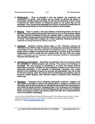 XI Business Studies Ch – 1 by Neeraj Gupta | PDF