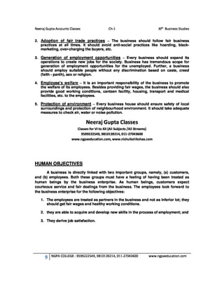 XI Business Studies Ch – 1 by Neeraj Gupta | PDF