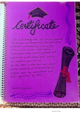 bst project on PRINCIPLES OF MANAGEMENT | PDF