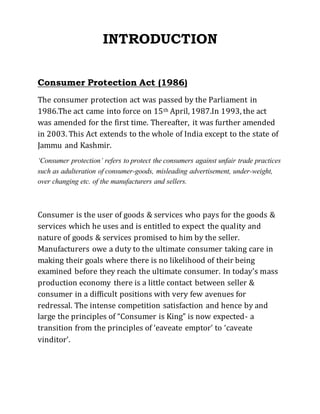 Project Report on Consumer Awareness | PDF