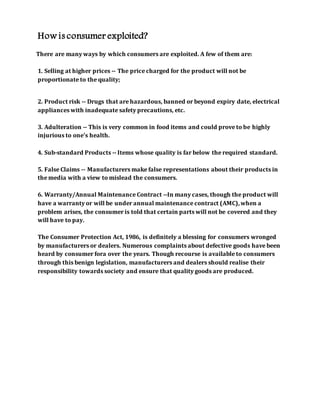 Project Report on Consumer Awareness | PDF