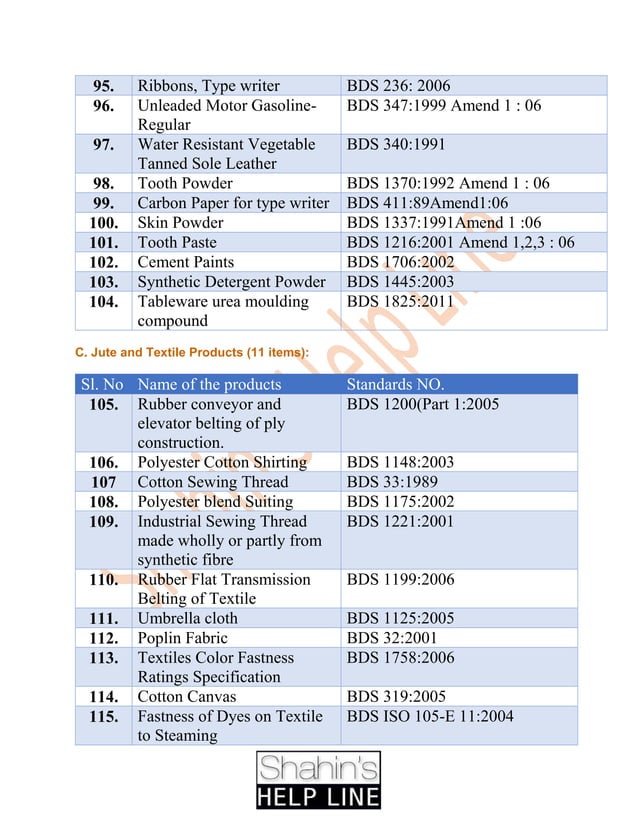 Bsti product list | PDF | Food & Drink