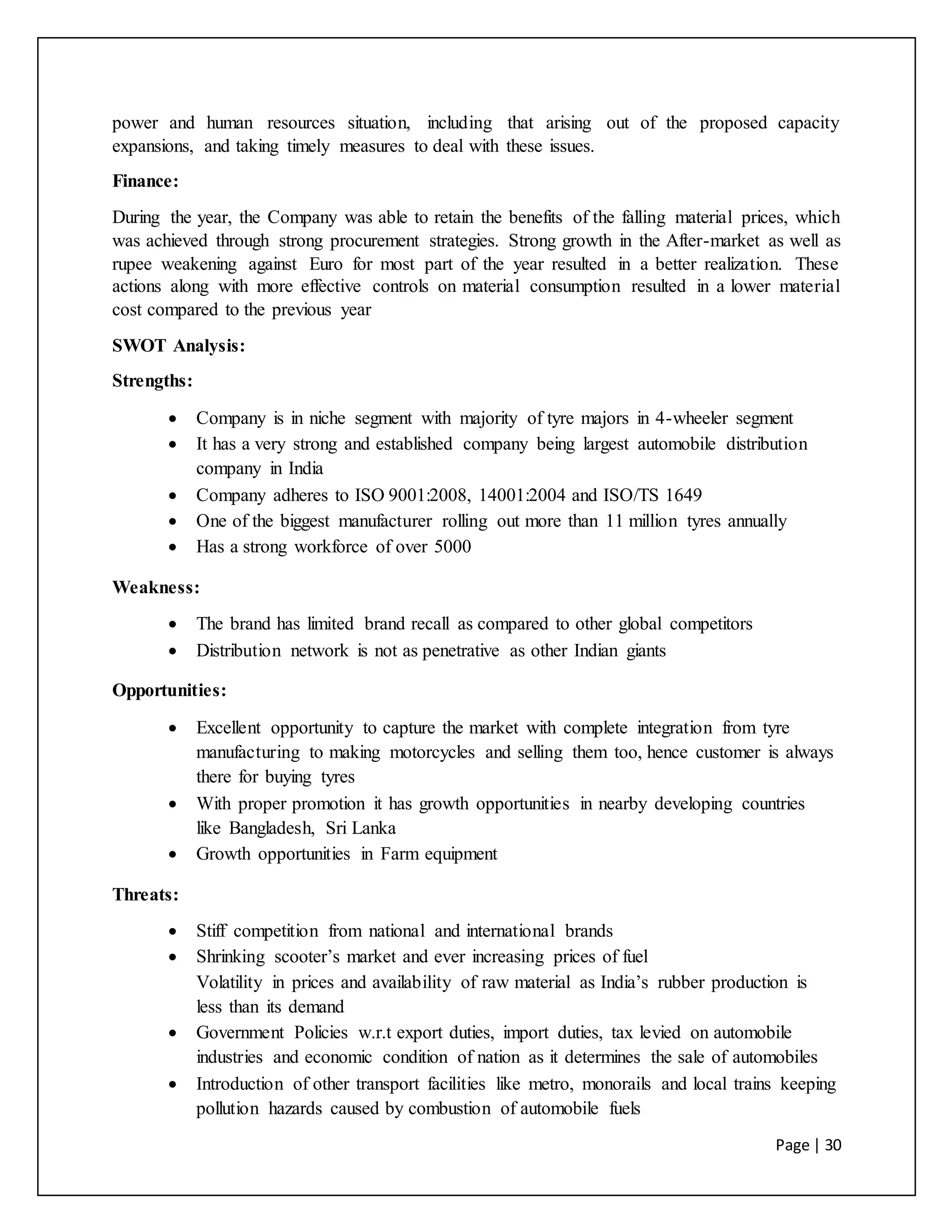 Indian Tyre Industry | DOCX