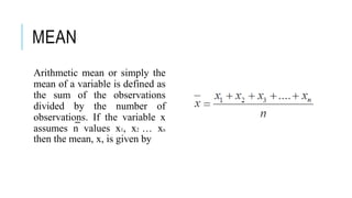 Arithmetic Mean in Business Statistics | PPTX