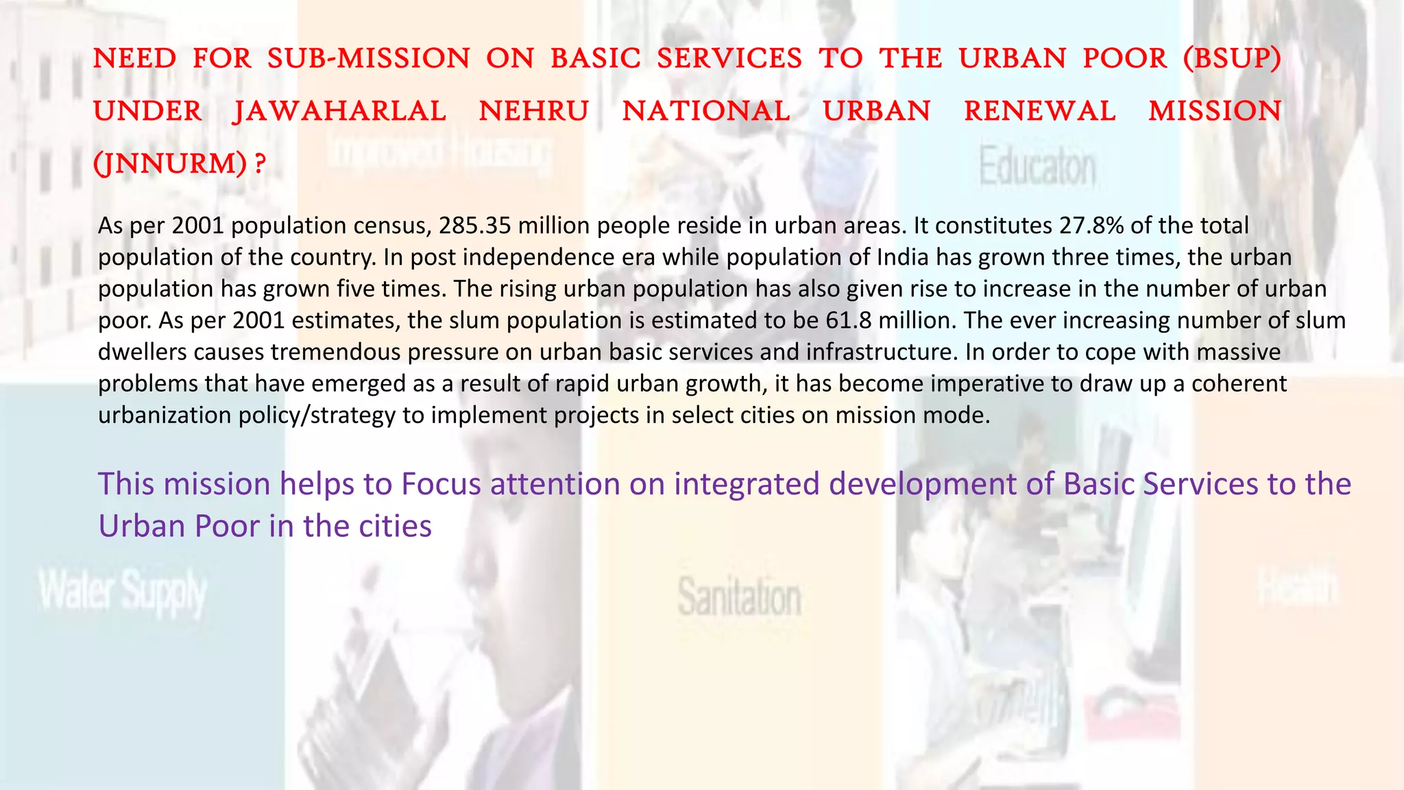 Basic services to urban poor (Bsup) | PDF