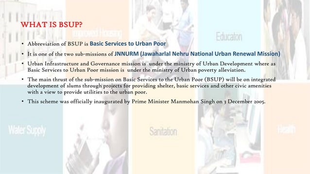 Basic services to urban poor (Bsup) | PDF