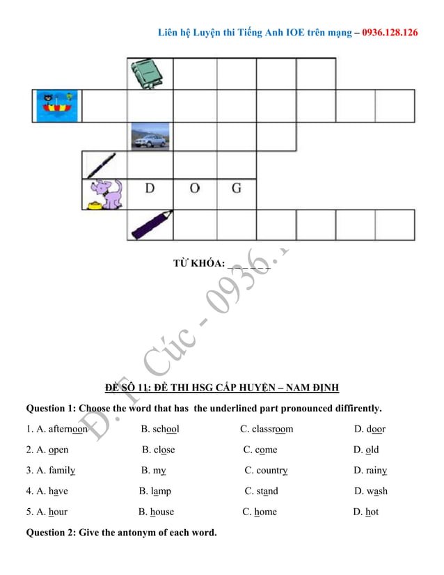 15 đề thi HSG tiếng anh lớp 5 | PDF | Family Travel | Travel Type