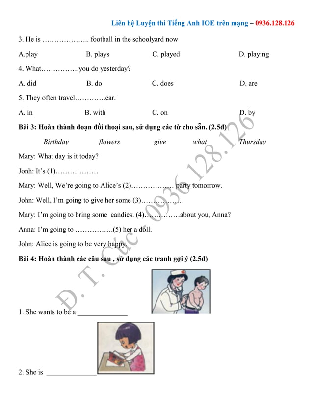 15 đề thi HSG tiếng anh lớp 5 | PDF | Family Travel | Travel Type