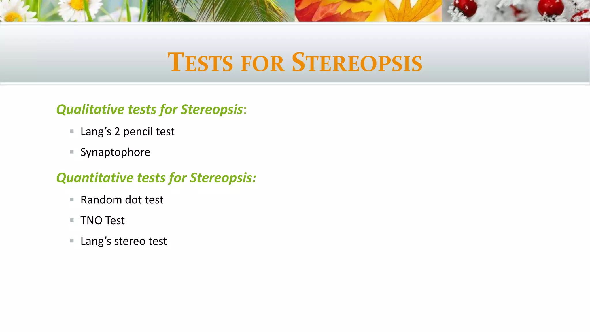 Binocular Single Vision Tests | PPTX