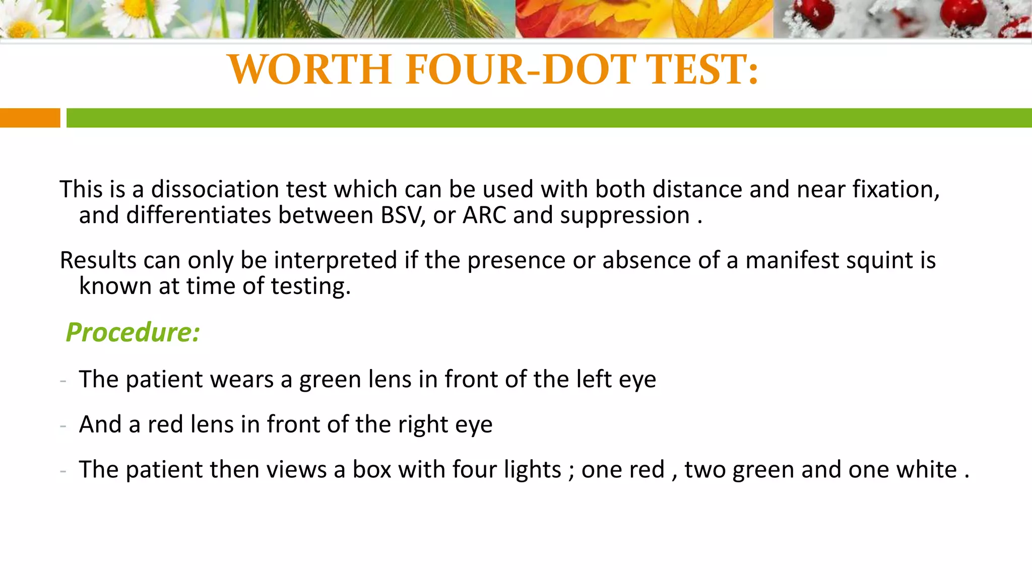 Binocular Single Vision Tests | PPTX