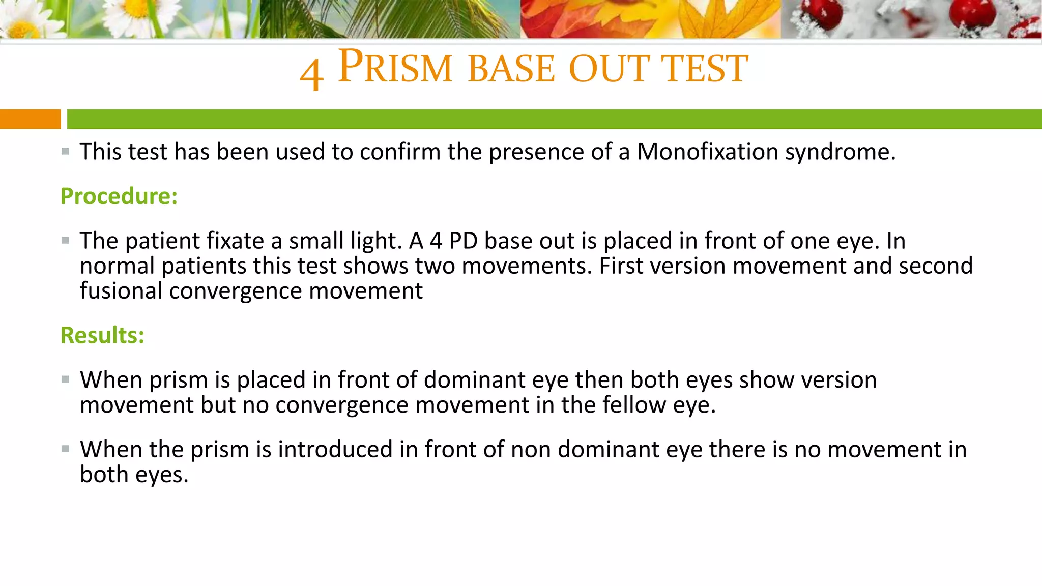 Binocular Single Vision Tests | PPTX