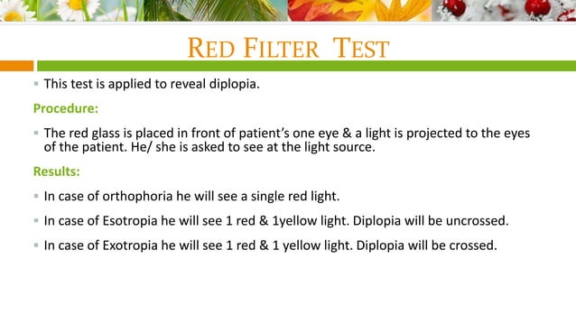 Binocular Single Vision Tests | PPTX